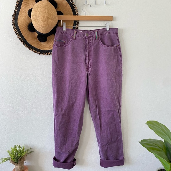 Vintage | Jeans | Vintage 9s Sunbelt Hand Painted Purple Mom Jeans ...